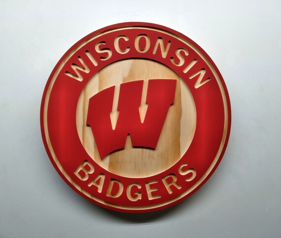 Wisconsin Badgers Carved Wood Wall Hanging Sign 11 Inch Round - Etsy