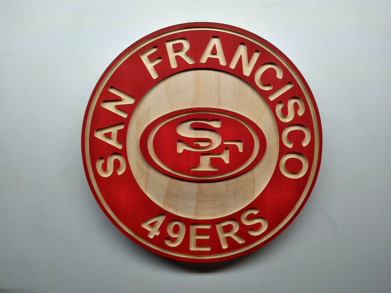 San Francisco 49ers Round Hybrid Painted/natural Wood Grain - Etsy