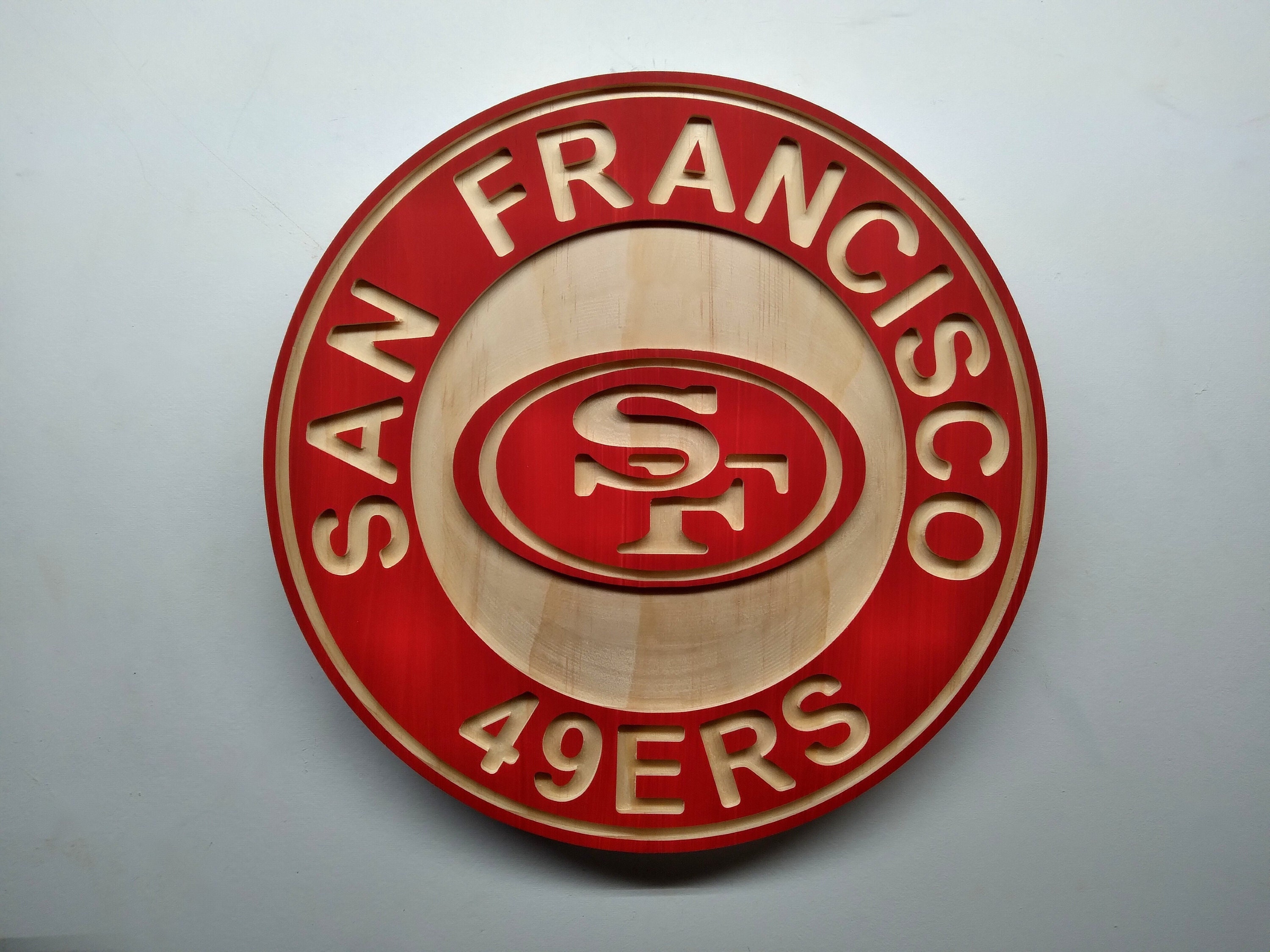 San Francisco 49ers Round Hybrid Painted/natural Wood Grain - Etsy