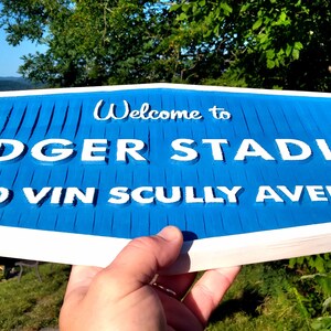 Welcome to Dodger Stadium Replica Engraved and Hand Painted Wood Wall ...