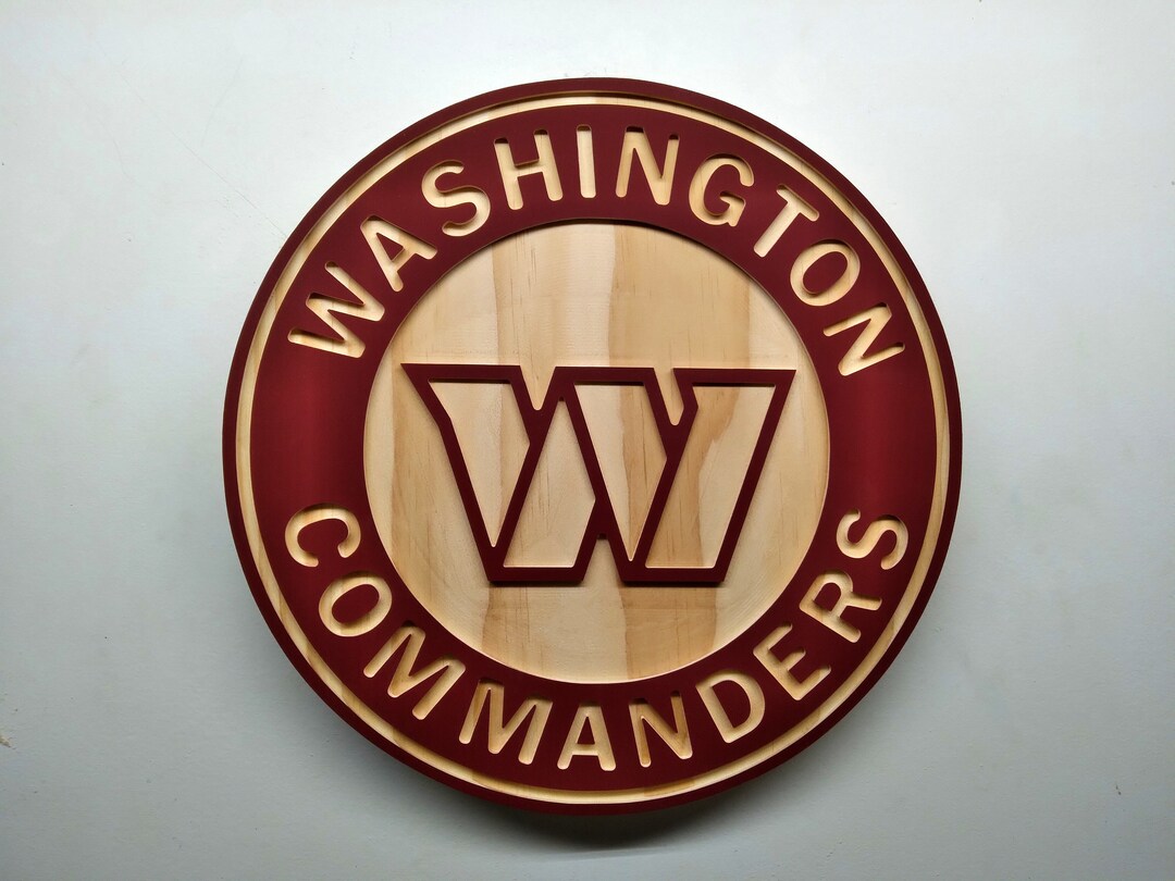 Washington Commanders Football Team 11" Round Carved Wood Wall Hanging ...