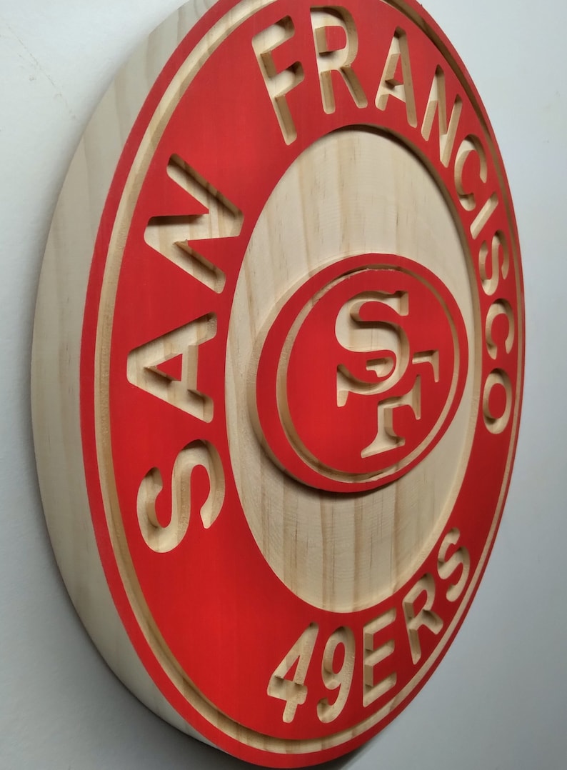 San Francisco 49ers Round Hybrid Painted/natural Wood Grain - Etsy