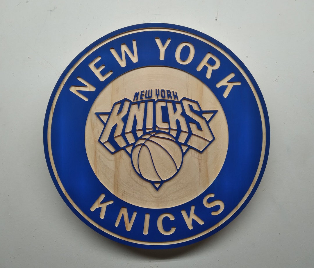 New York Knicks 11 Round Carved and Hybrid Painted/natural Grain Wood ...
