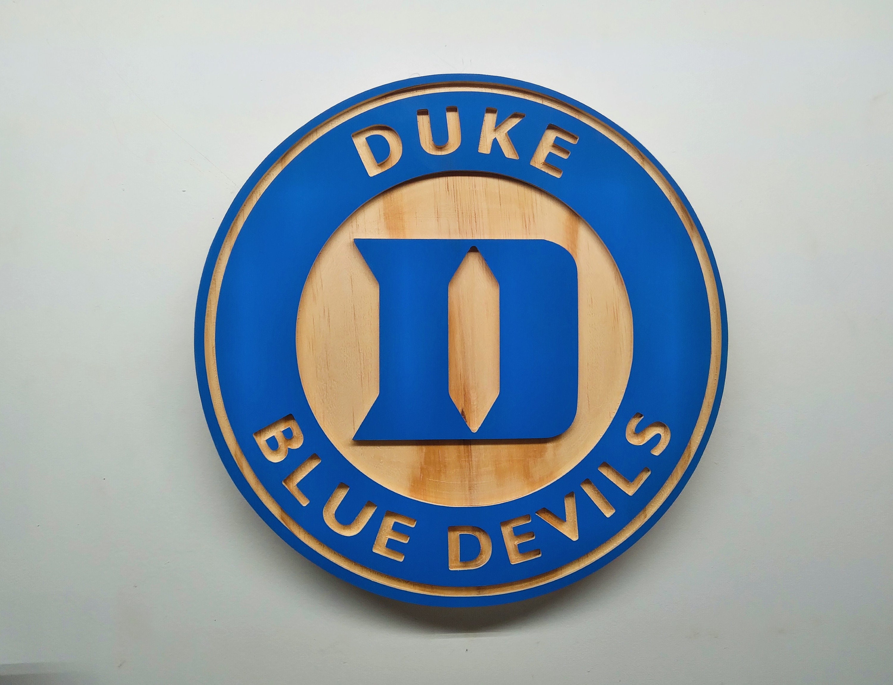 Duke Blue Devils 11 round engraved and hand painted wood | Etsy