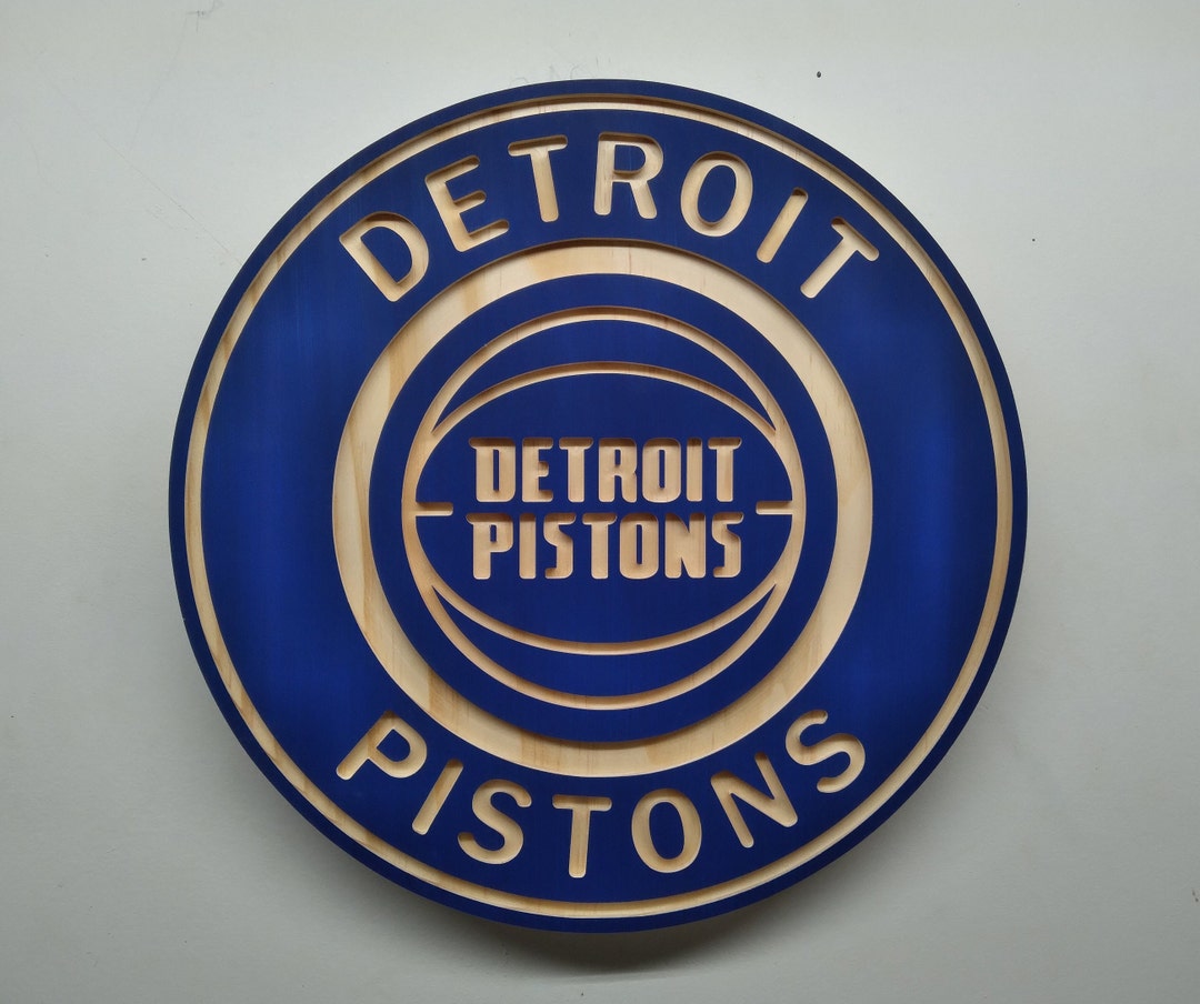 Detroit Pistons Carved and Hybrid Painted/natural Grain Wood Wall ...