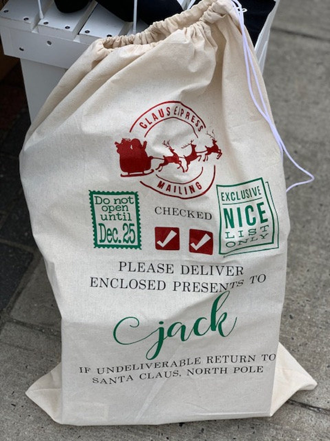 Saco de Santa personalizado, Entrega especial, Santa Express, North ...