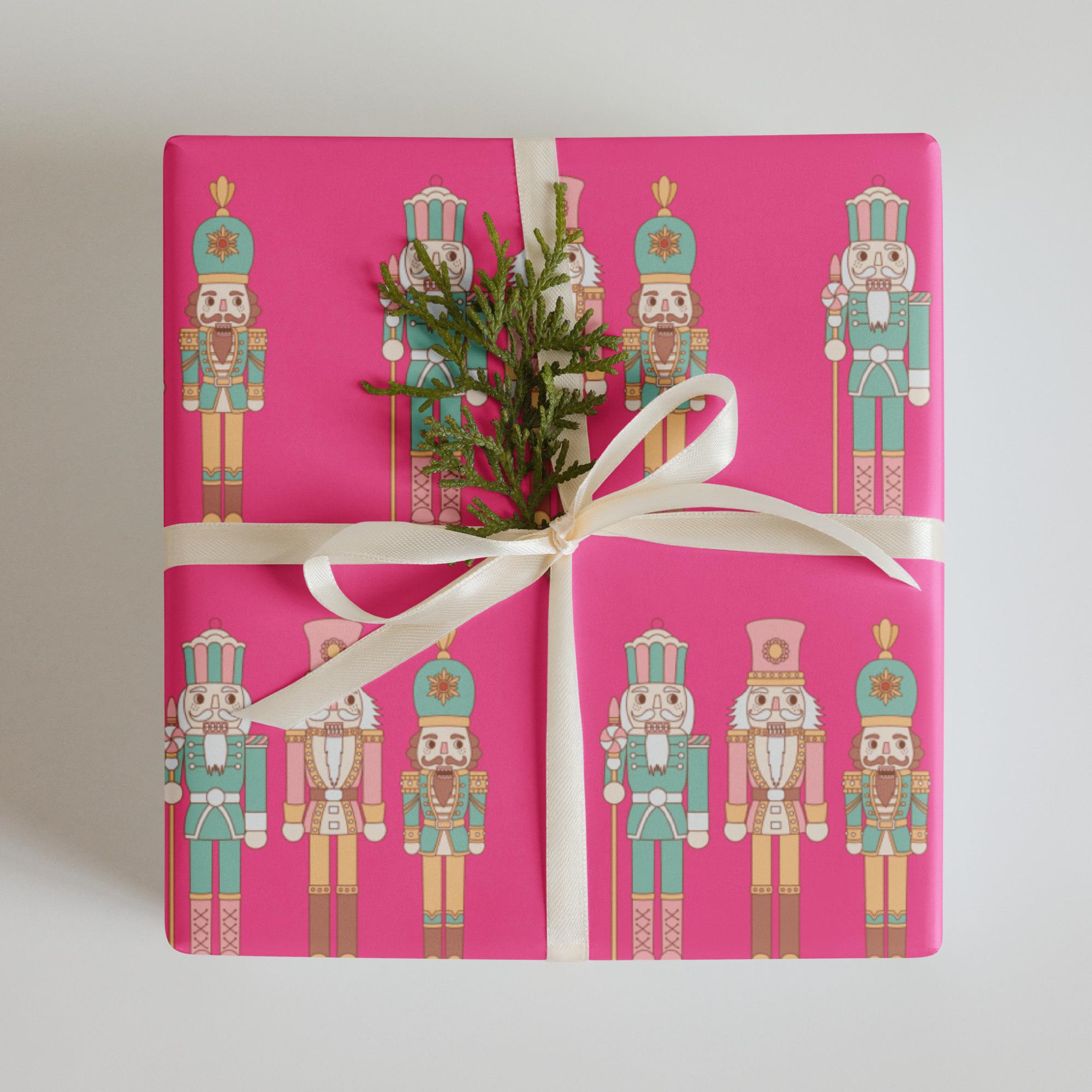 Hot Pink Nutcracker Christmas Wrapping Paper | Premium Gift Wrap Sheets ...