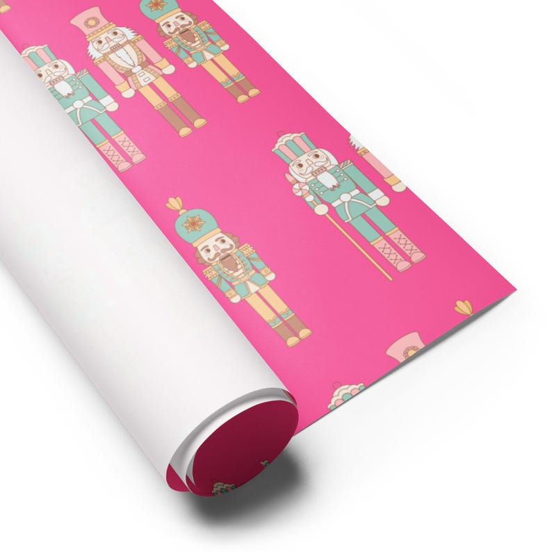 Hot Pink Nutcracker Christmas Wrapping Paper | Premium Gift Wrap Sheets ...