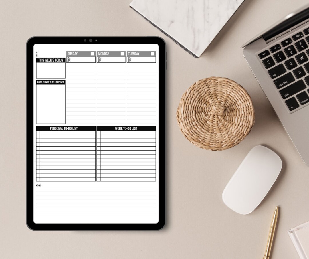 Stay Organized With Digital Planner for Ipad, Minimalistic Design ...