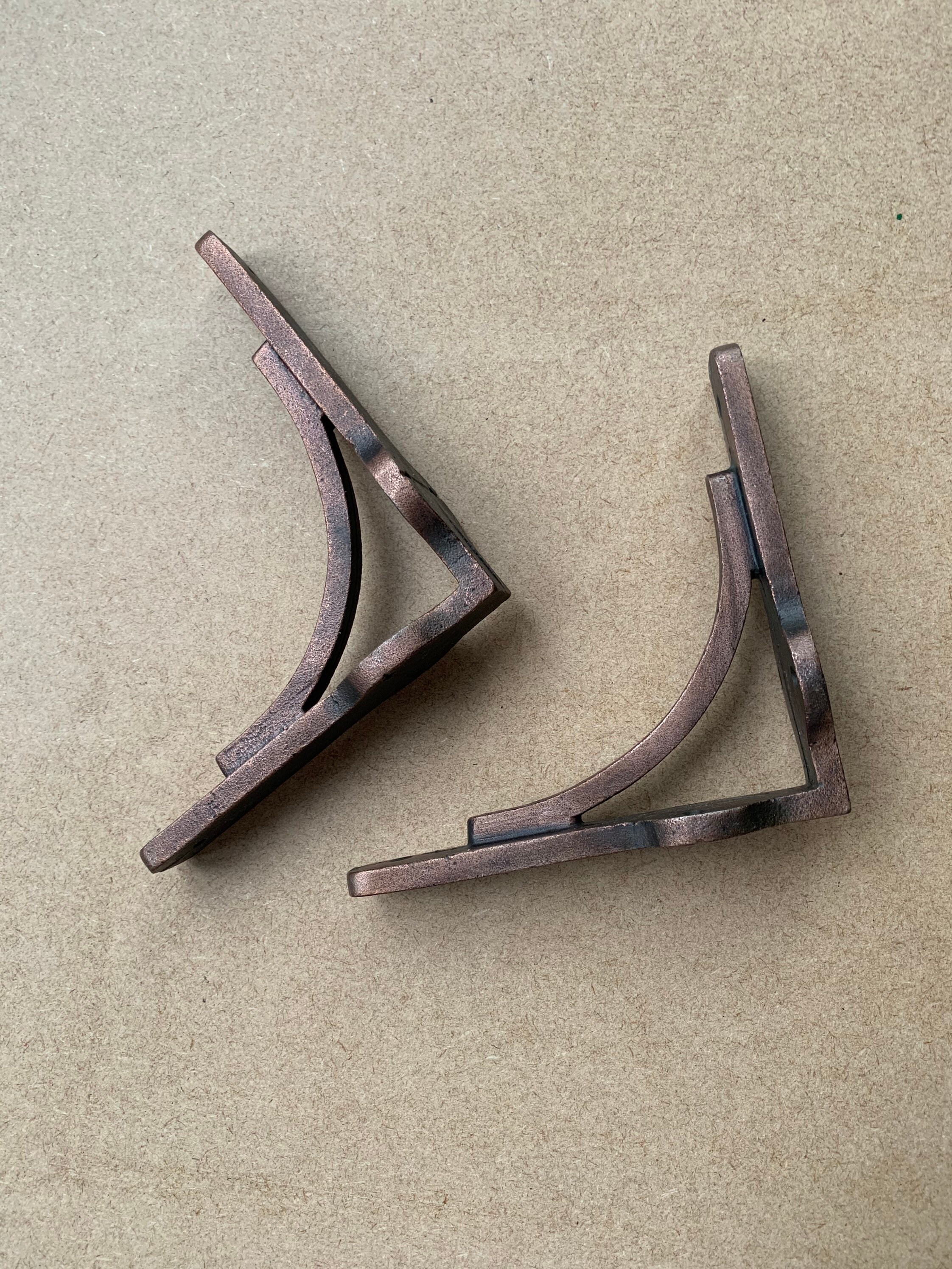 Pair of Traditional Antique Vintage Copper Cast Iron Gallow Shelf ...