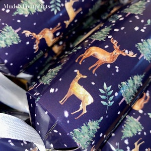 6 Luxury Woodland Christmas Crackers, Handmade, Country, Stag Deer ...