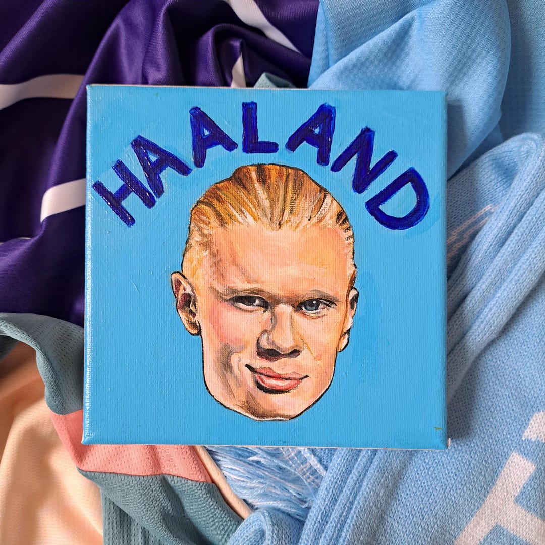 Erling Haaland - Mini Hand Painted Acrylic on Canvas Portrait ...