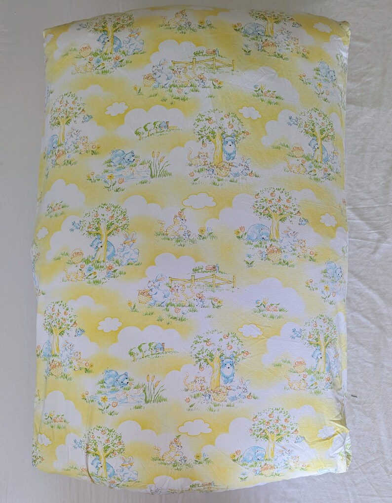 Vintage Crib Sheet - Bears, Bunnies, Cats and Birds - 24 X 36 - Baby ...
