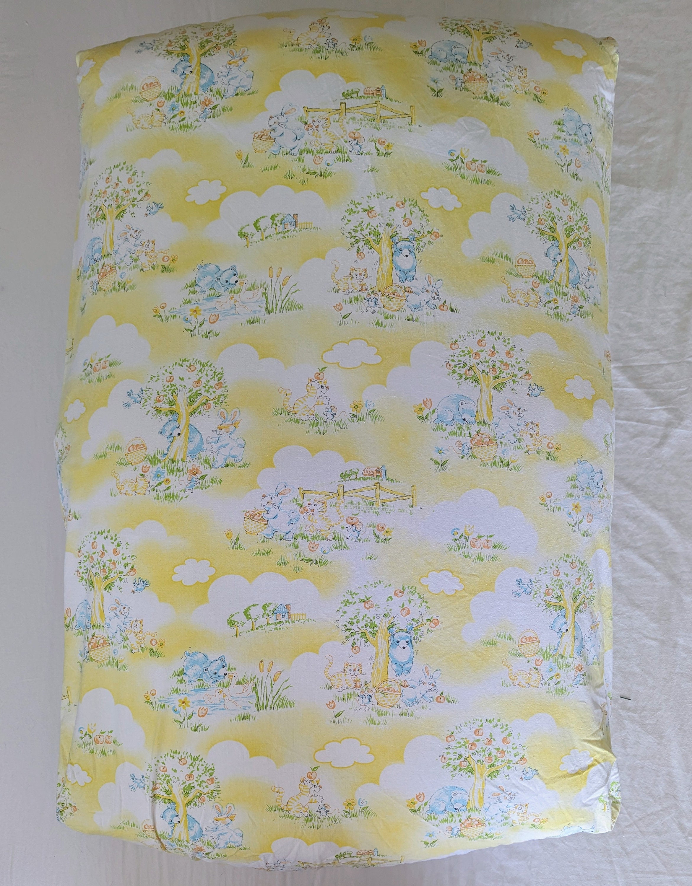 Vintage Crib Sheet - Bears, Bunnies, Cats and Birds - 24 X 36 - Baby ...