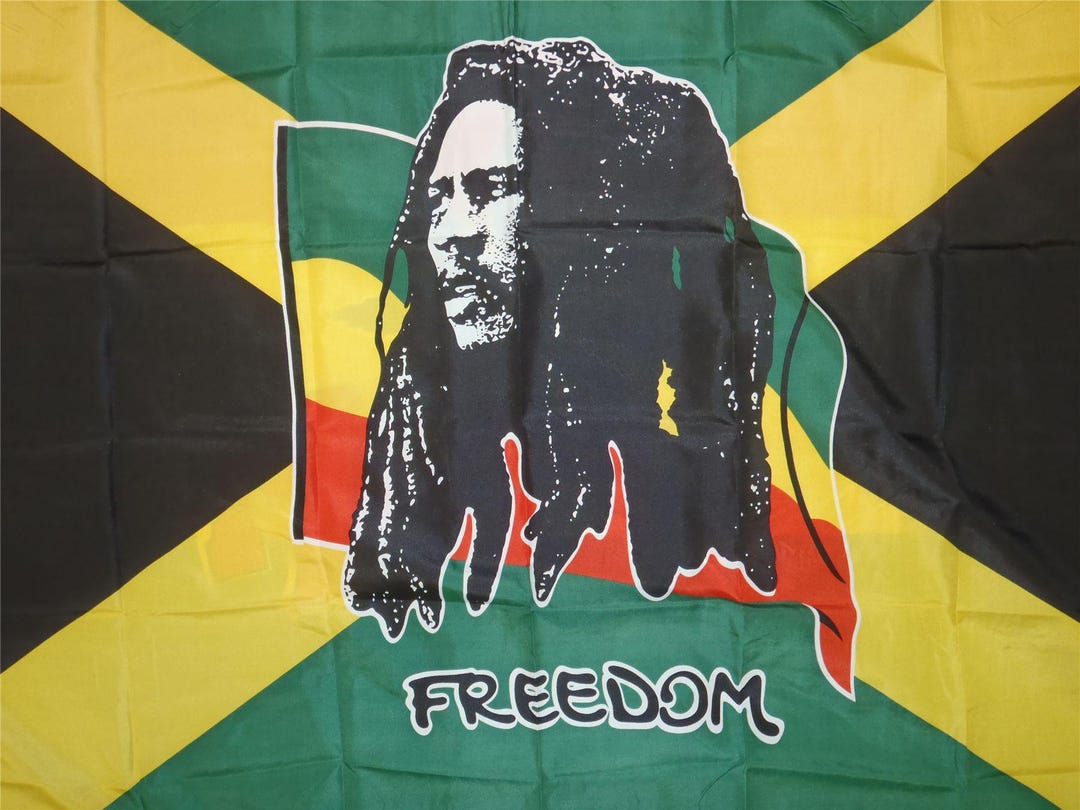 Jamaican Flag - Large 5ft X 3ft - Jamaican Freedom Flag With Bob Marley ...