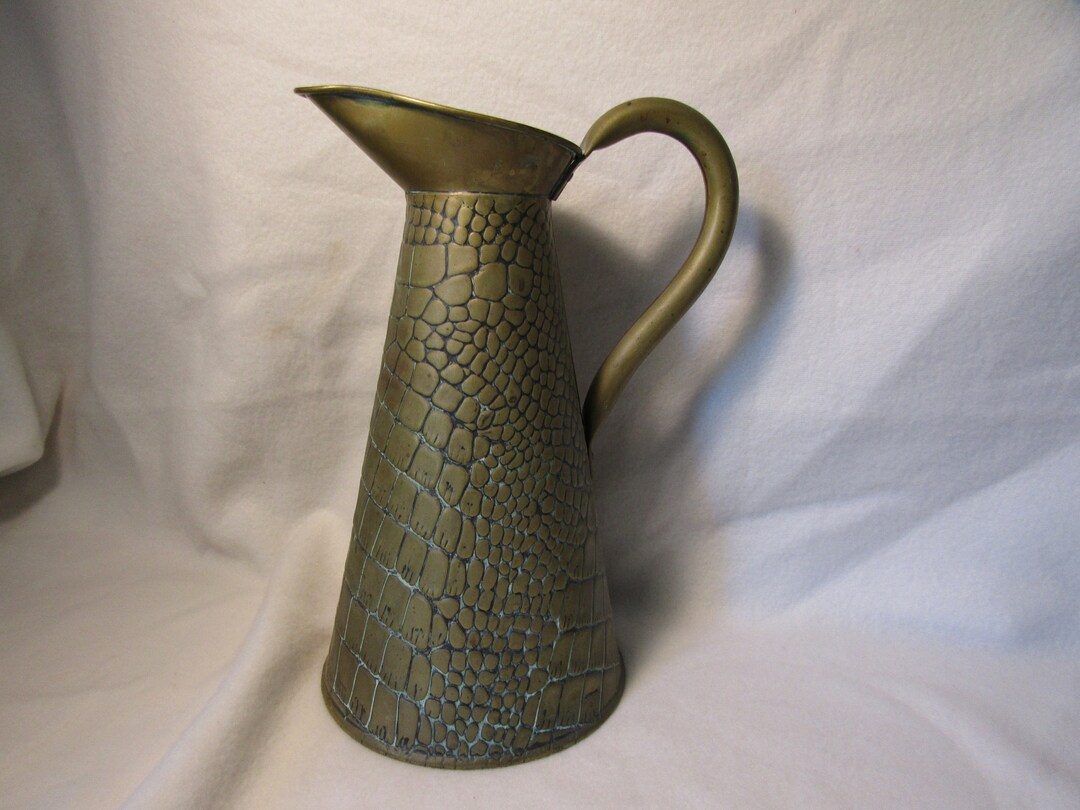 Vintage Pitcher crocodile Skin Appearance Snake Skin Brass Sankey of ...