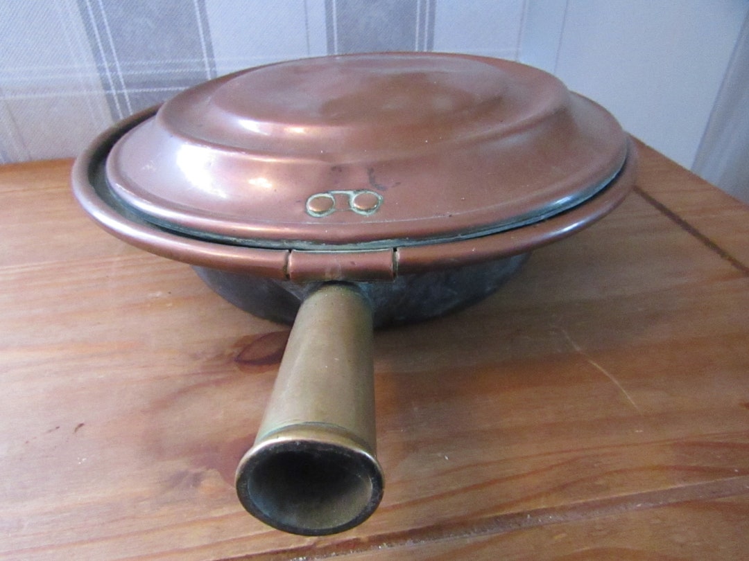 Antique Bed Warming Pan - Solid Copper - Heavy Metal - Victorian Bed ...