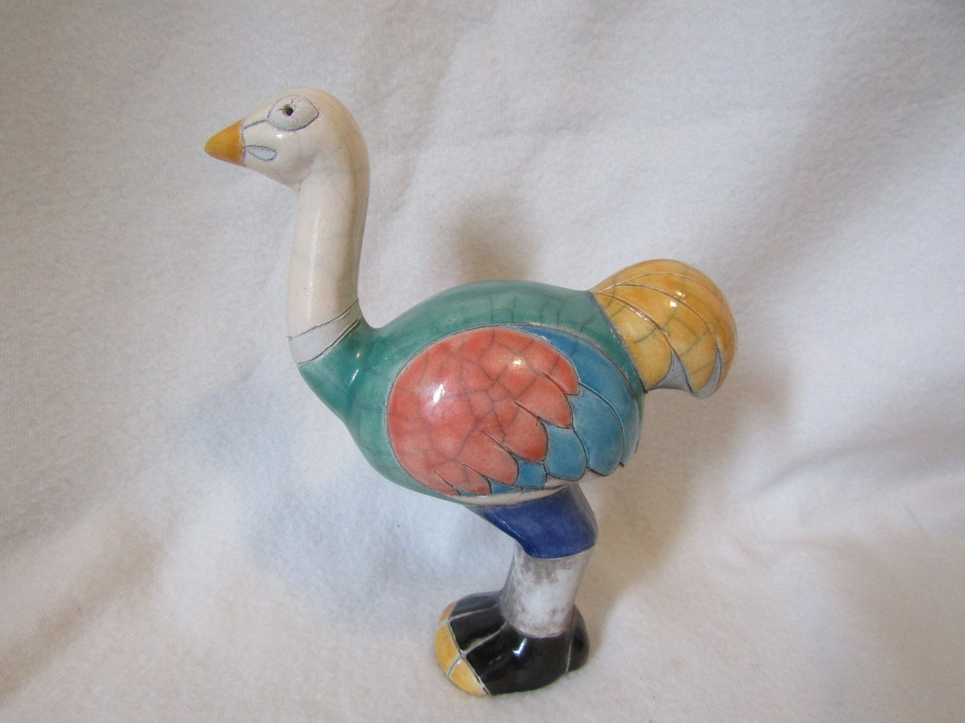 Vintage Fenix Raku Pottery Ostrich Handmade South Africa - Etsy