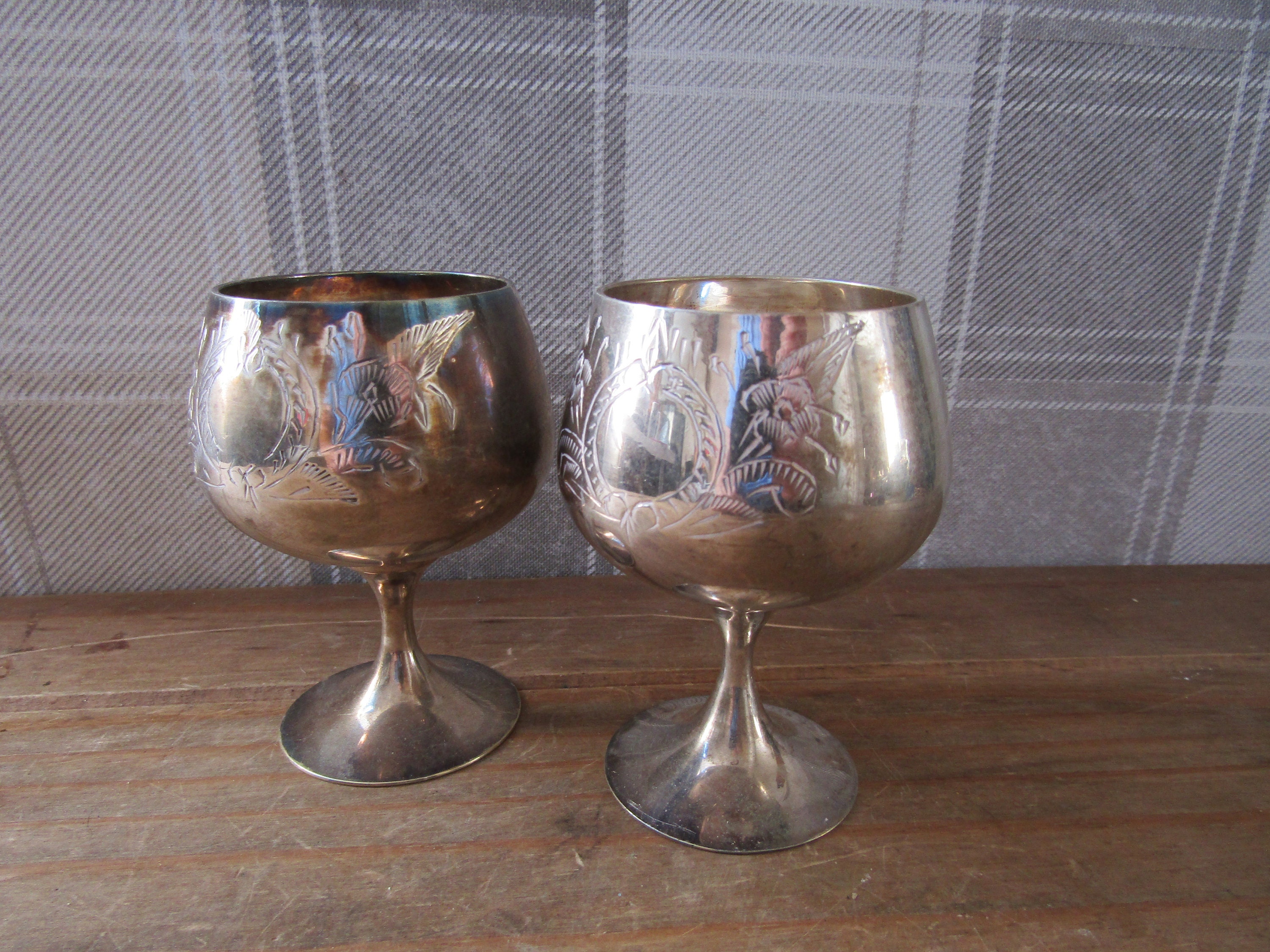 Pair Goblets Silver Plated Goblets Decorative - Etsy