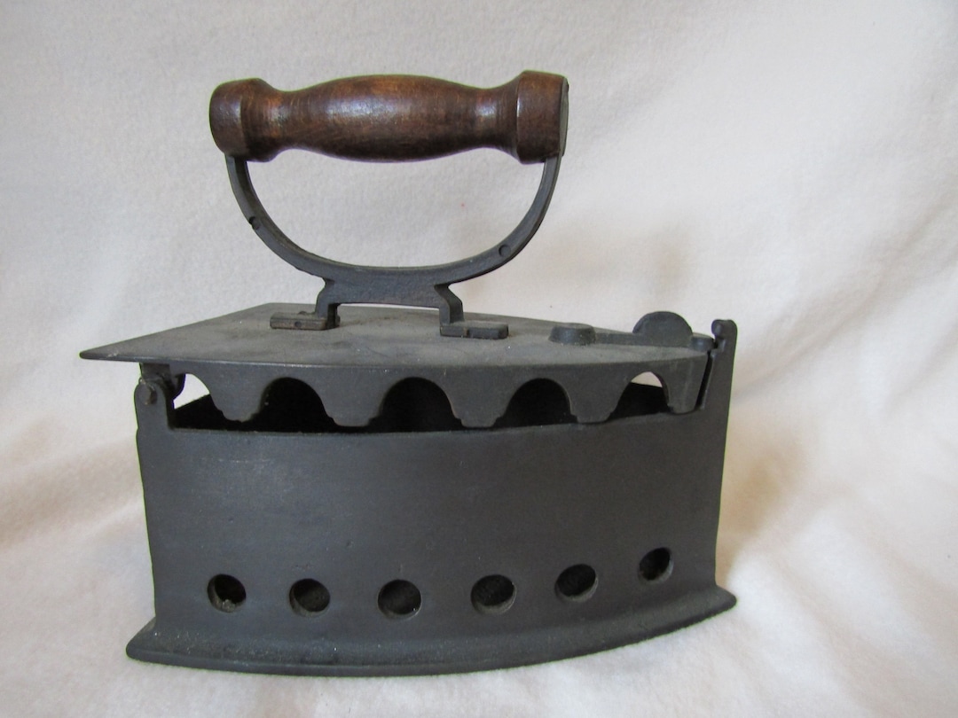 Victorian Box Iron - Charcoal Iron - Wooden Handle - Open Fire Iron ...