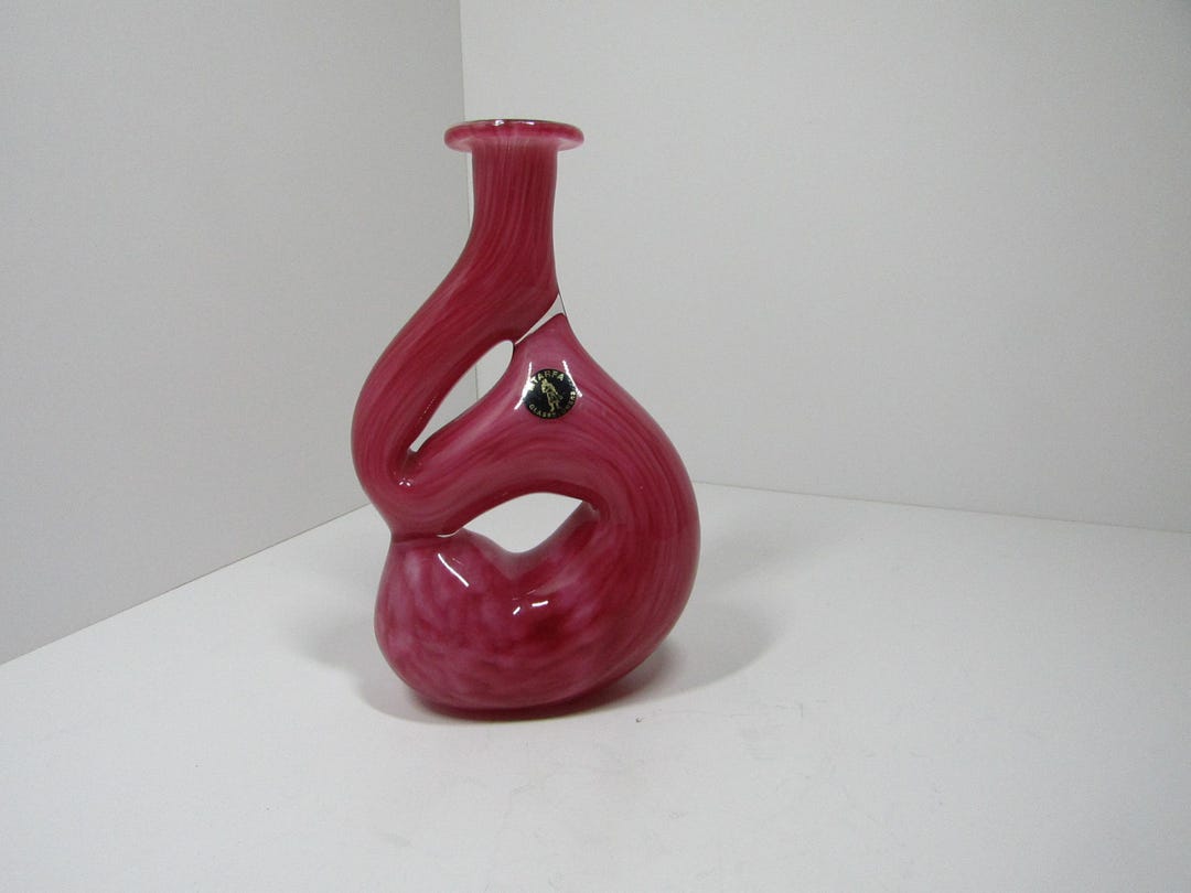 Mtarfa Malta Art Glass Vase: Pink Swirls, Maltese Sculpture - Etsy