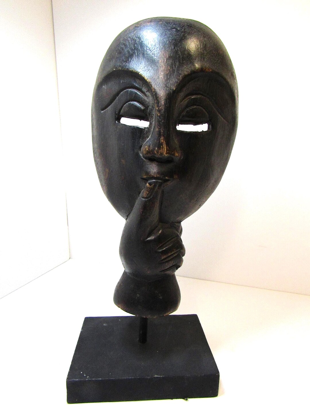 Hand Carved Be Quiet Figure: Silent Man Wood Sculpture - Etsy