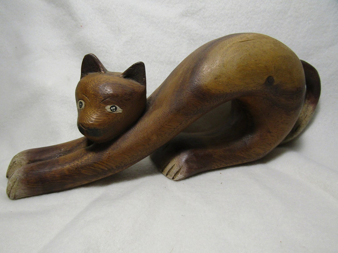 Cat - Hand Carved Wooden Cat - Wooden Cat - Feline- Hand Crafted Cat - Etsy