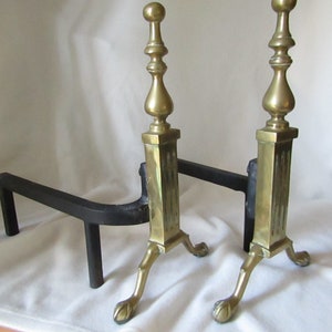 19th Century Fire Dogs -andirons - Cast and Brass - Fireplace Tools - Etsy