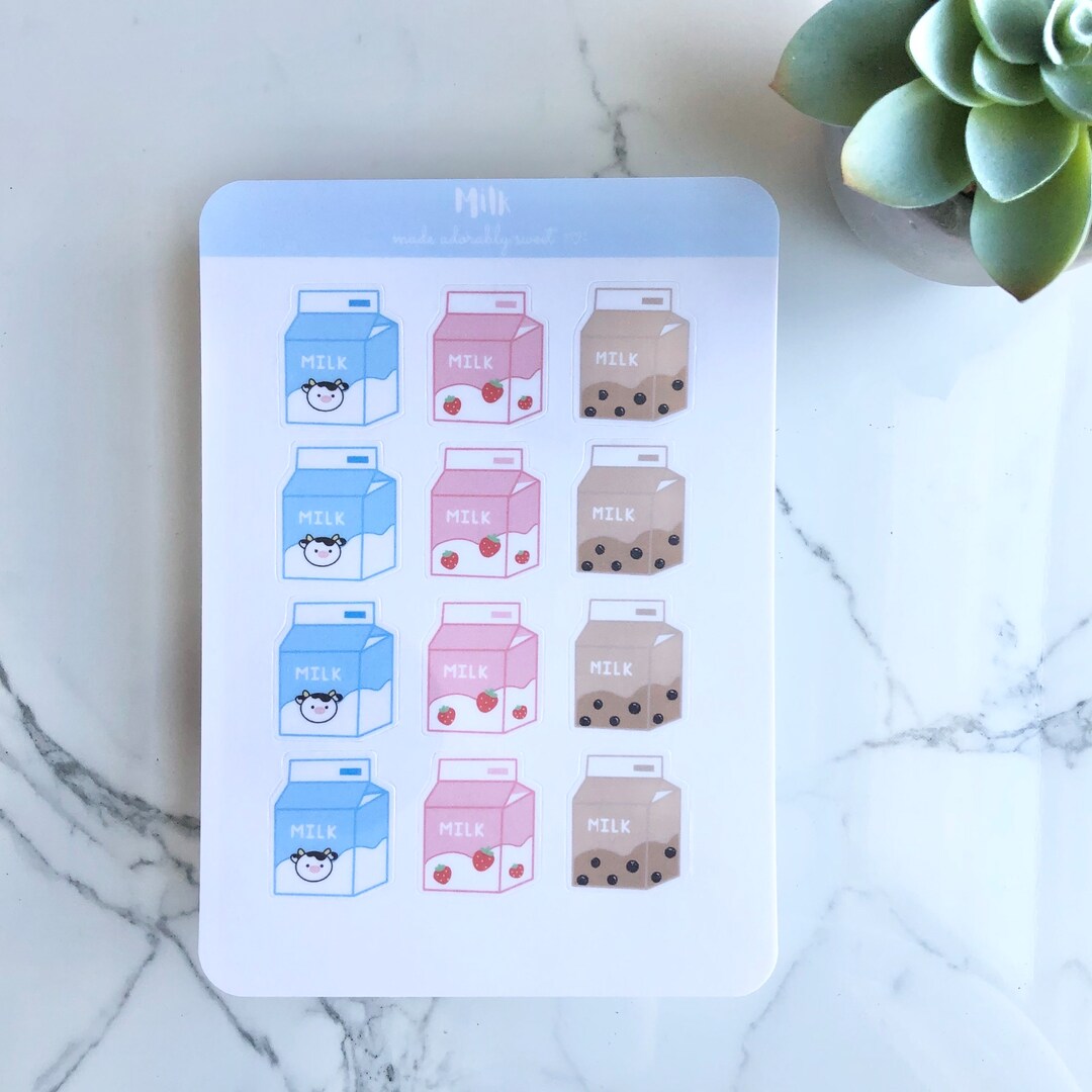 ౨ৎ Last Chance Cute Milk Stickers/ Milk Carton/ Cute Cow Stickers/ Bujo ...