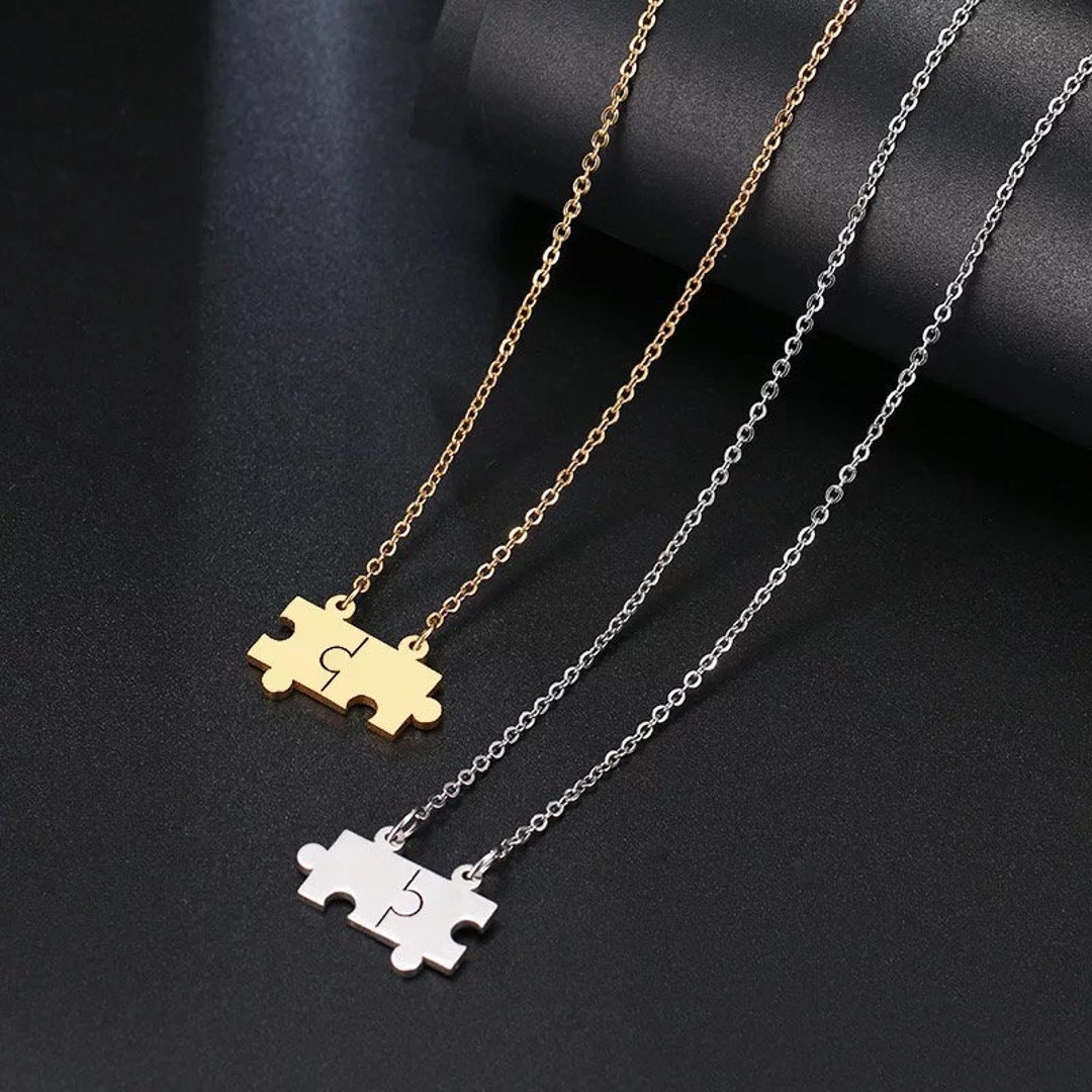 Puzzle Piece Necklace Jigsaw Necklace Couples Necklace Gold Necklace ...