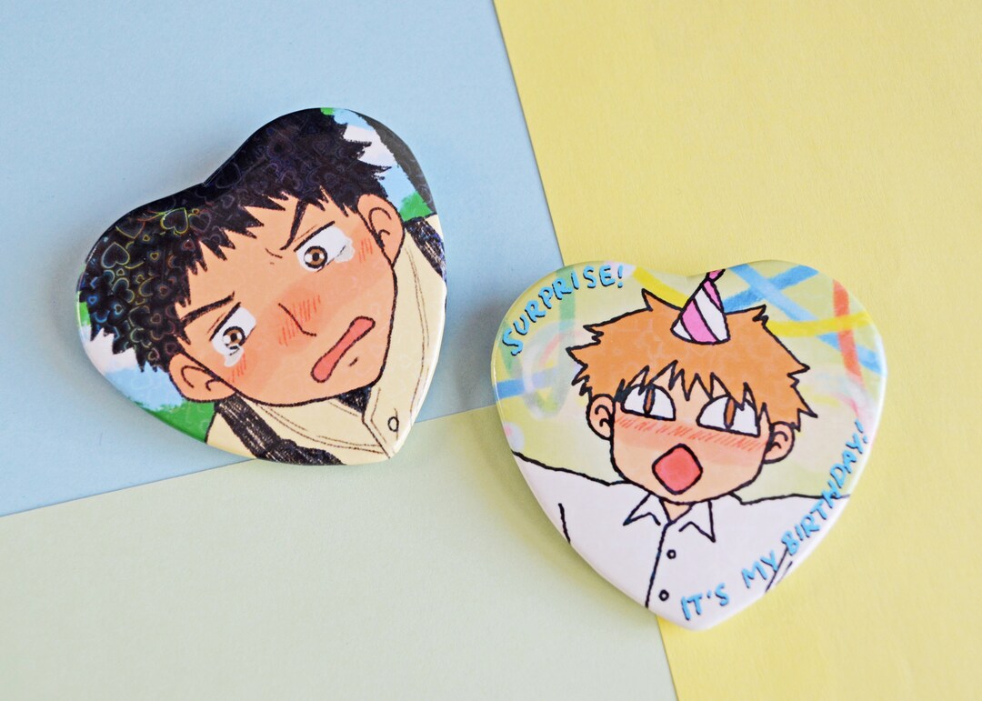 Oofuri Abe and Mihashi Holographic Heart Button - Etsy