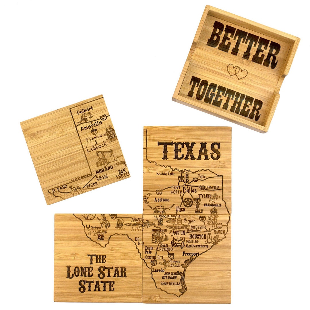 Texas Coaster Set | Puzzle | Personalized - Etsy
