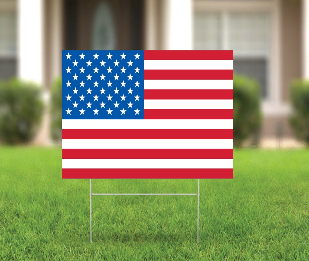 American Flag Yard Sign, Patriotic Yard Sign, Yard Sign With H-stake ...