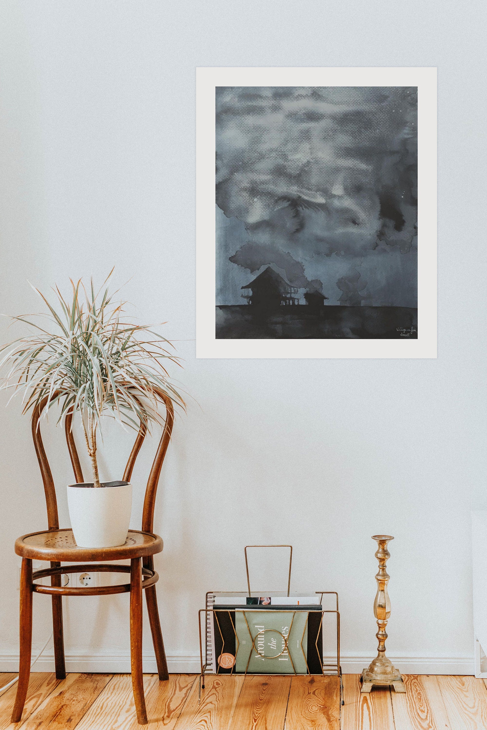 The Burning Village [original Drawing] [original Painting, Watercolor ...