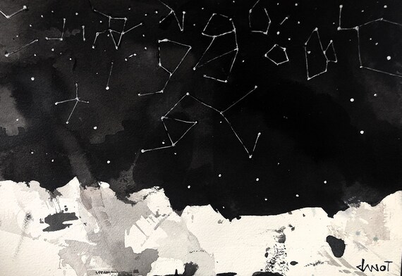 Constellations original Drawing art Painting Made With Ink - Etsy