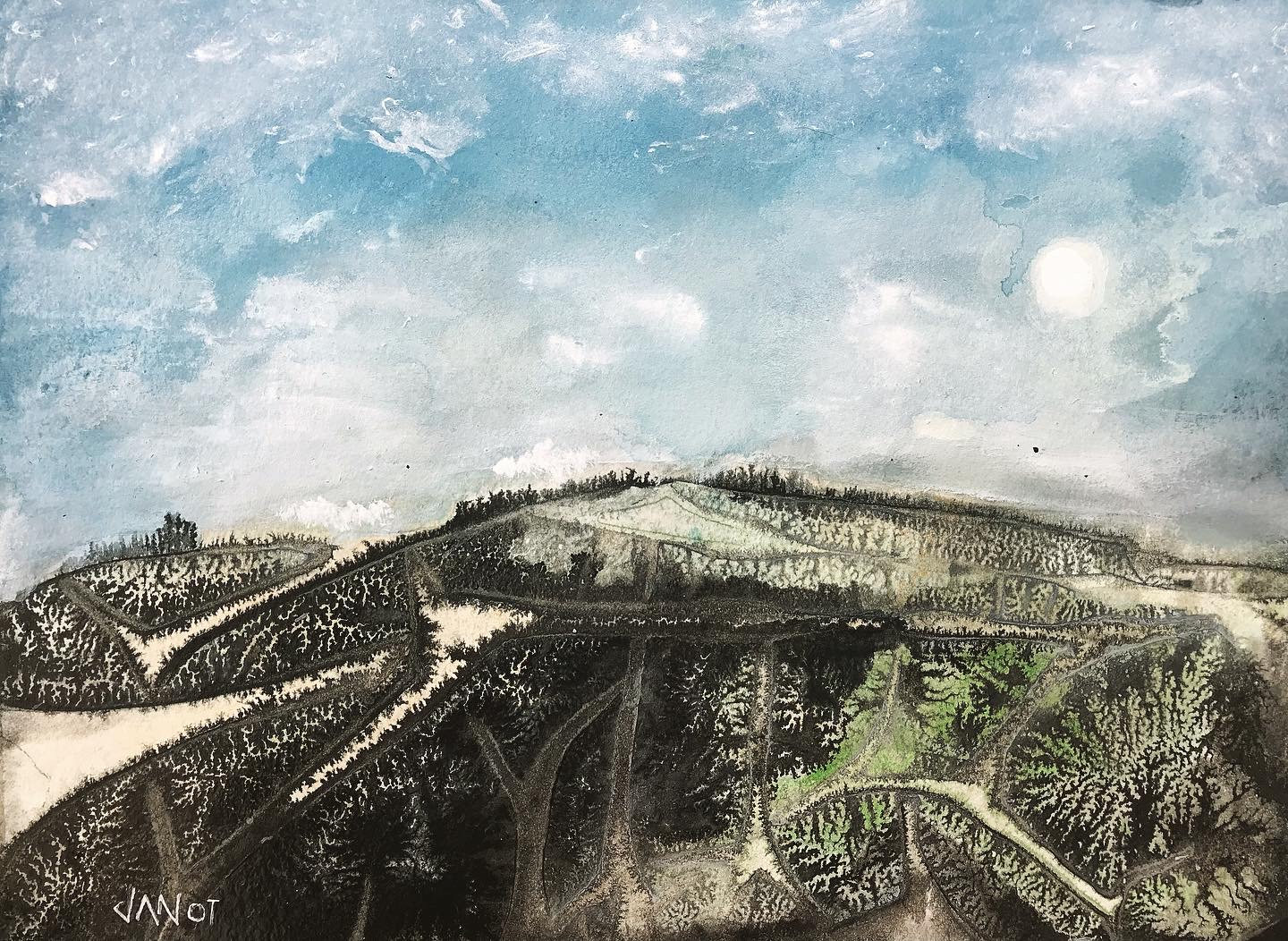 Landscape [original Watercolor and Ink, Painting] - Etsy UK