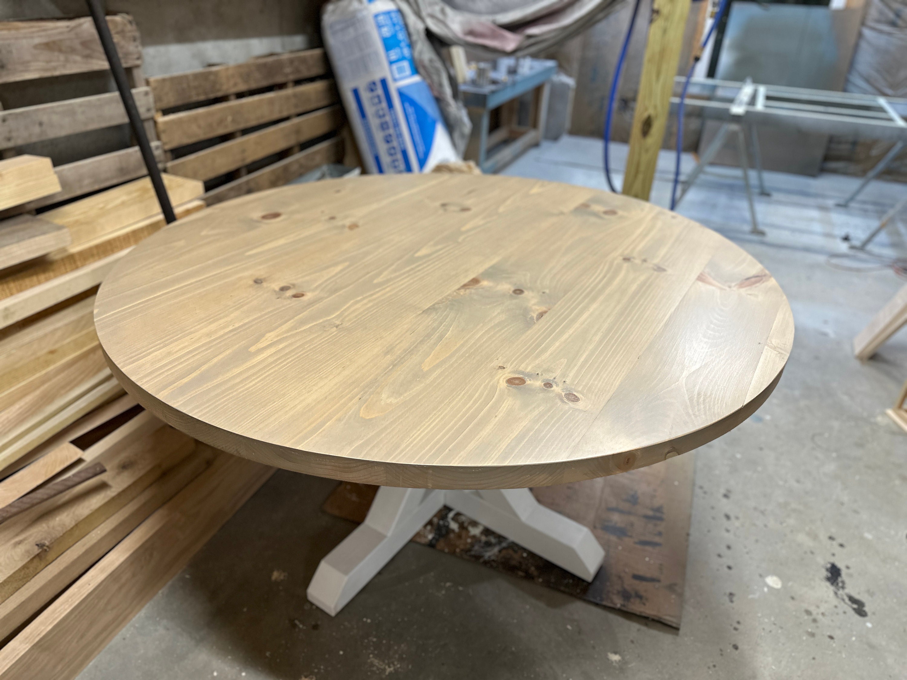 Grayson Round Farmhouse Table, Handmade Furniture, Solid Wood Table ...