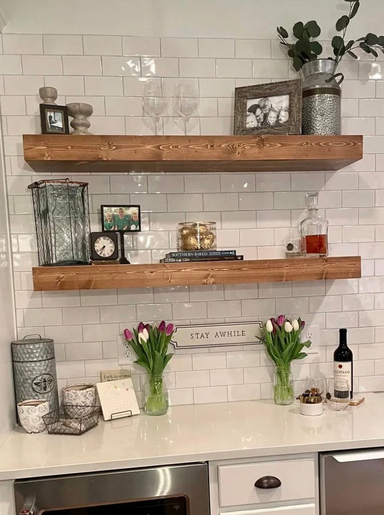 Farmhouse Floating Shelves, 3.5” Thick Wall Shelf, Ledge Shelf, Wood ...