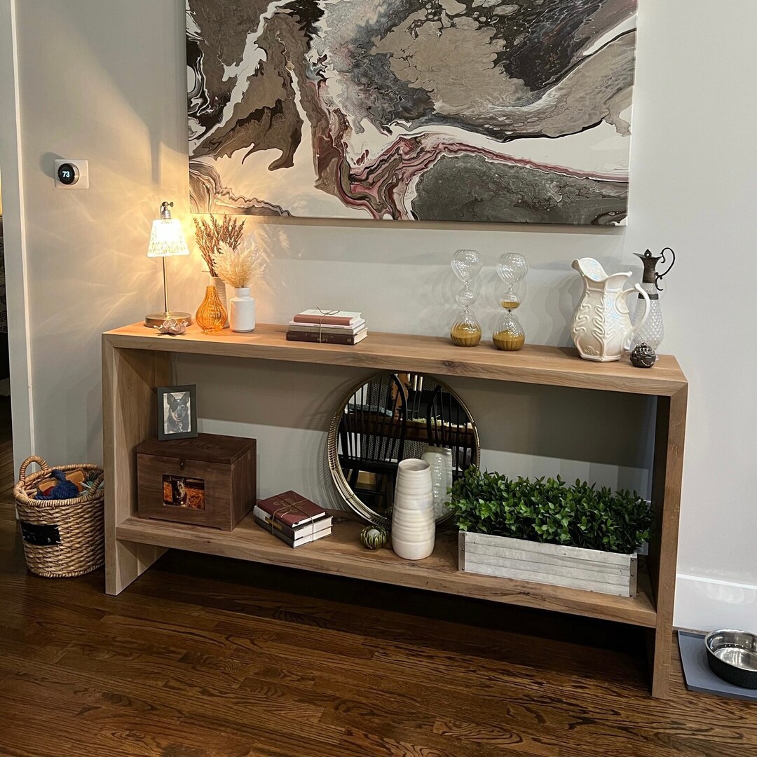 Rustic White Oak Console Table Hall Table Entry Table Handmade Solid ...