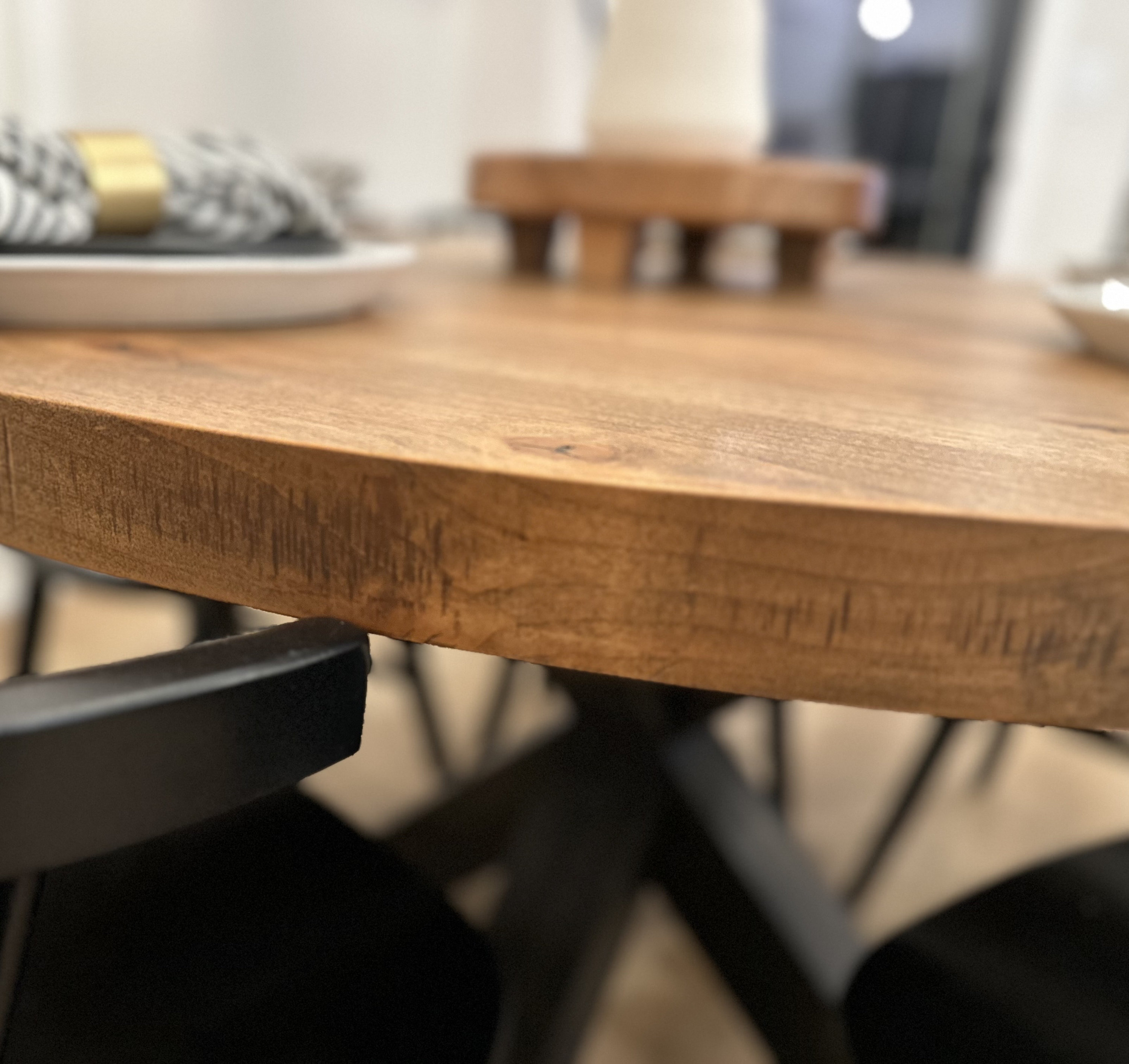 Grayson Round Farmhouse Table, Handmade Furniture, Solid Wood Table ...