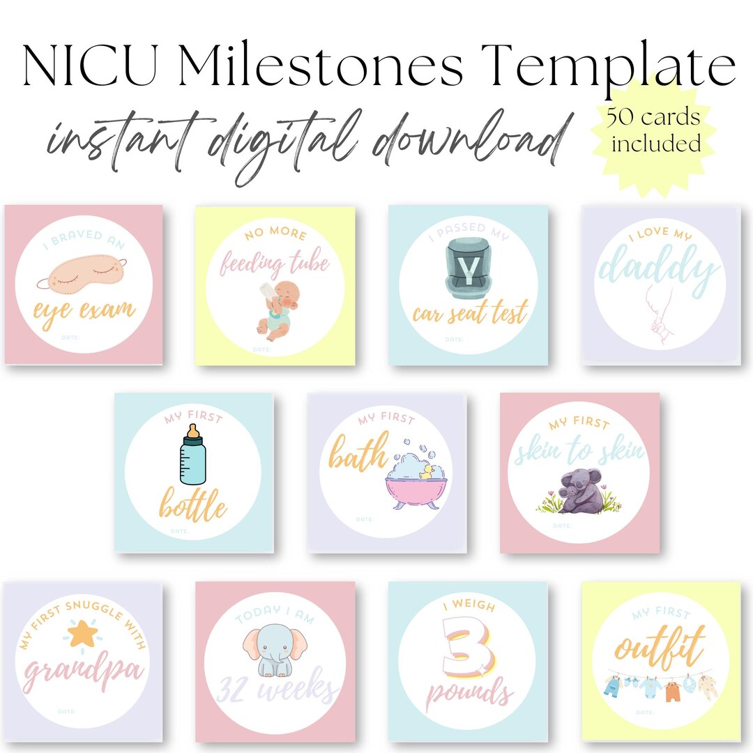 NICU Babygirl Milestone Cards | Baby Milestones | New Baby | NICU | HDU ...