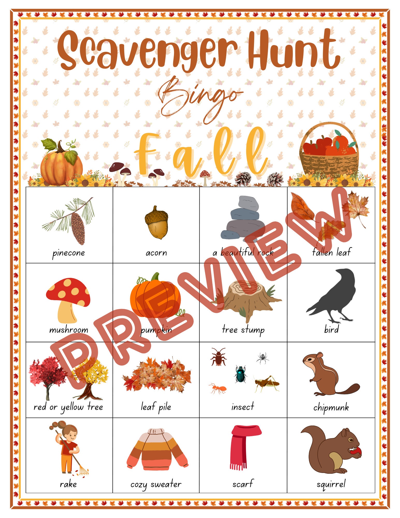 Four Seasons Scavenger Hunt Bingo and Word Search Bundle Nature ...