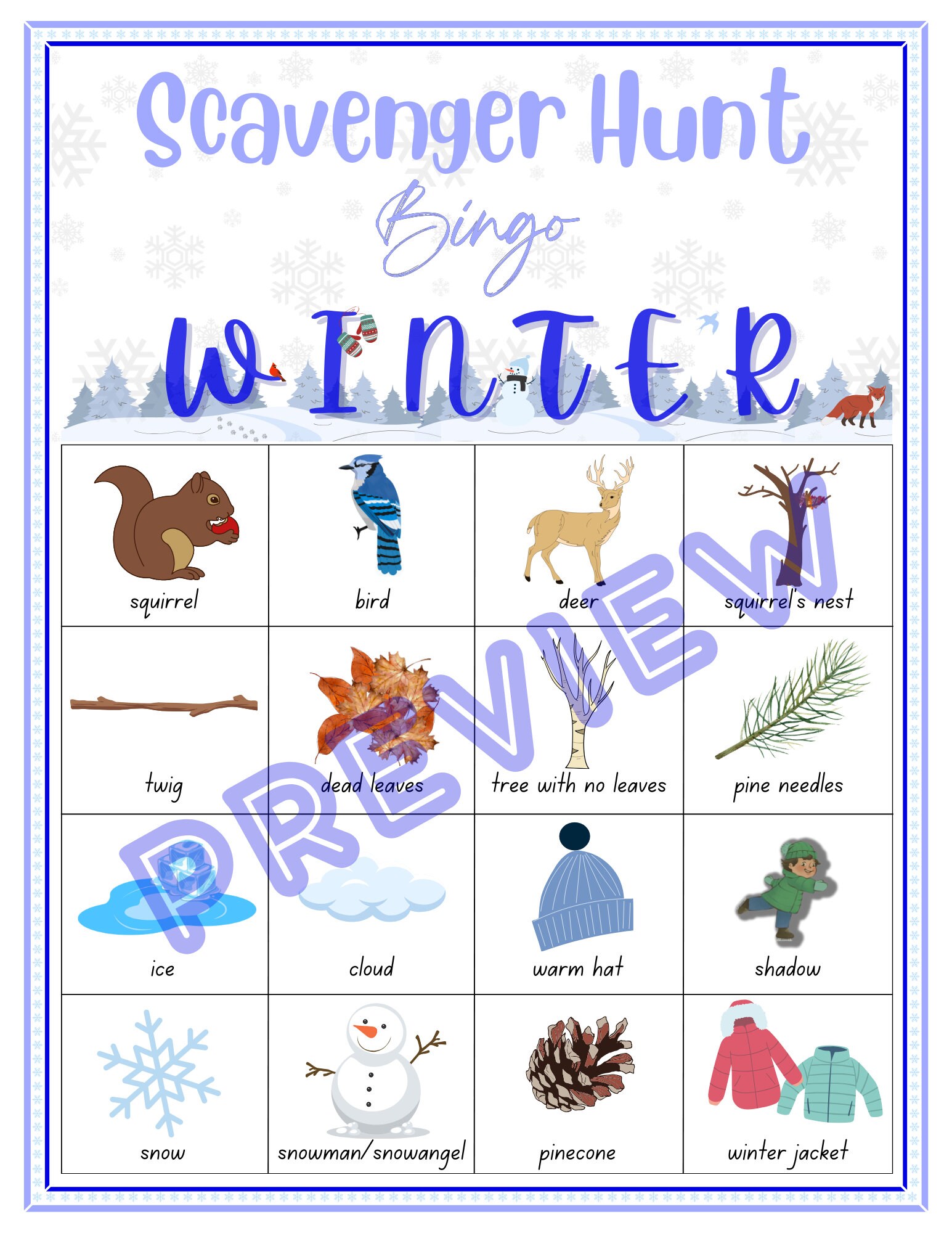 Four Seasons Scavenger Hunt Bingo and Word Search Bundle Nature ...