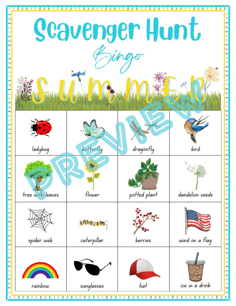 Four Seasons Scavenger Hunt Bingo and Word Search Bundle Nature ...