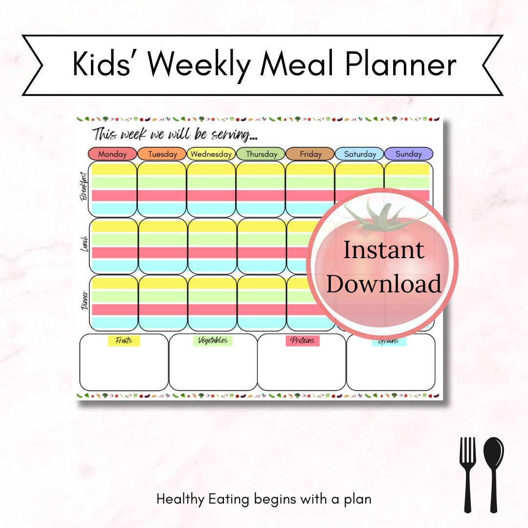 Kids and Baby Weekly Meal Planner Template Instant Download Printable ...