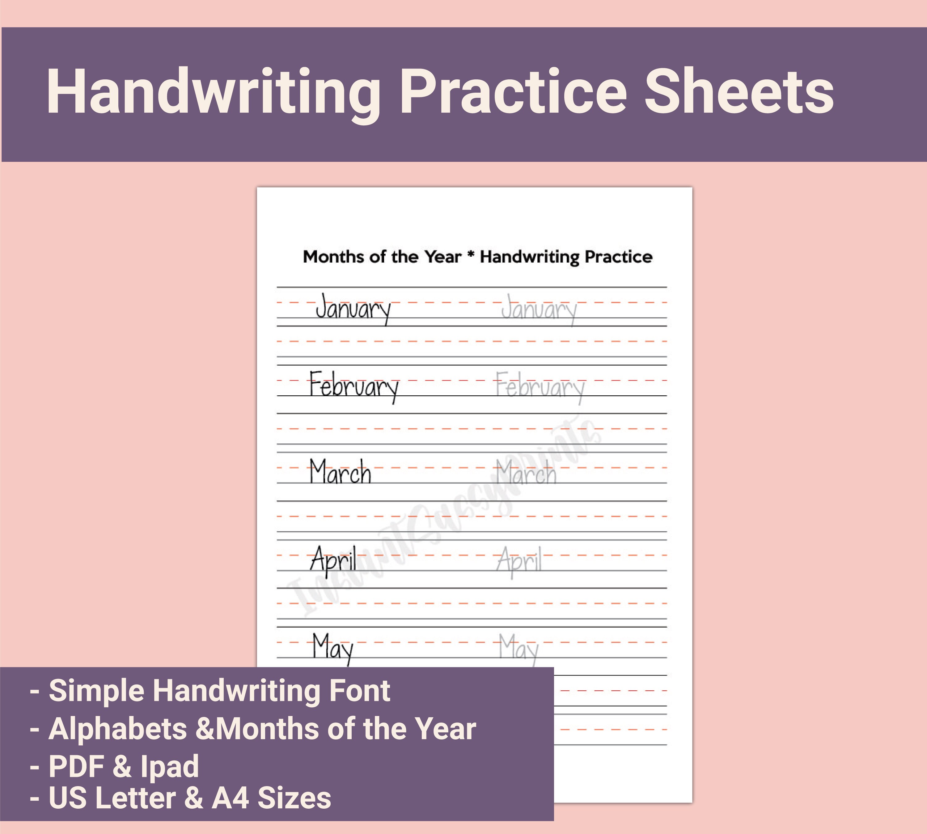 Printable Handwriting Practice Sheets Alphabets Lowercase - Etsy
