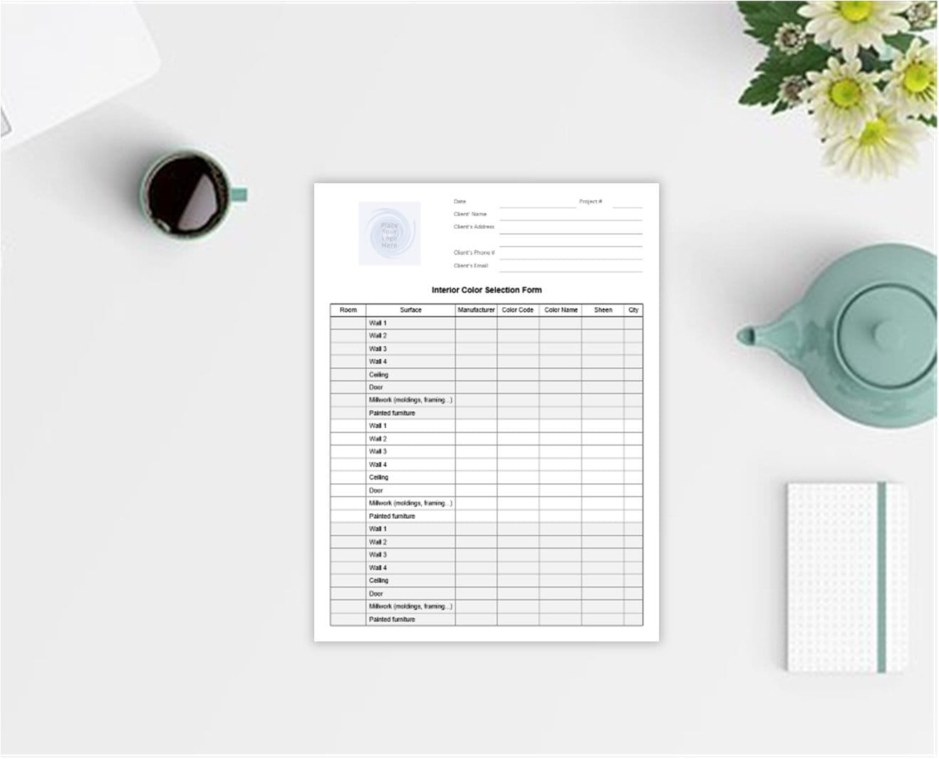 Interior Paint Color Selection Form. Color Tracker, Home Paint Color ...