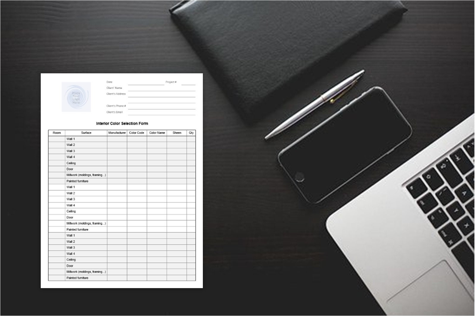 Interior Paint Color Selection Form. Color Tracker, Home Paint Color ...