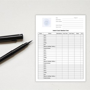 Interior Paint Color Selection Form. Color Tracker, Home Paint Color ...