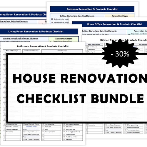 Interior Design Checklists for House Design Renovation or - Etsy Canada